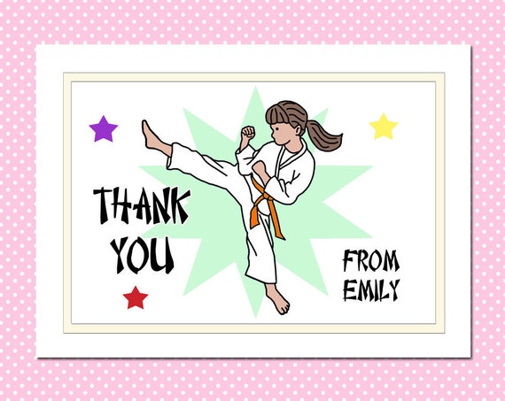 Karate Or Martial Arts Girl Thank You Note Cards Pack Of 10