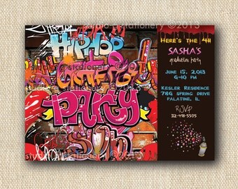 Graffiti invitation | Etsy