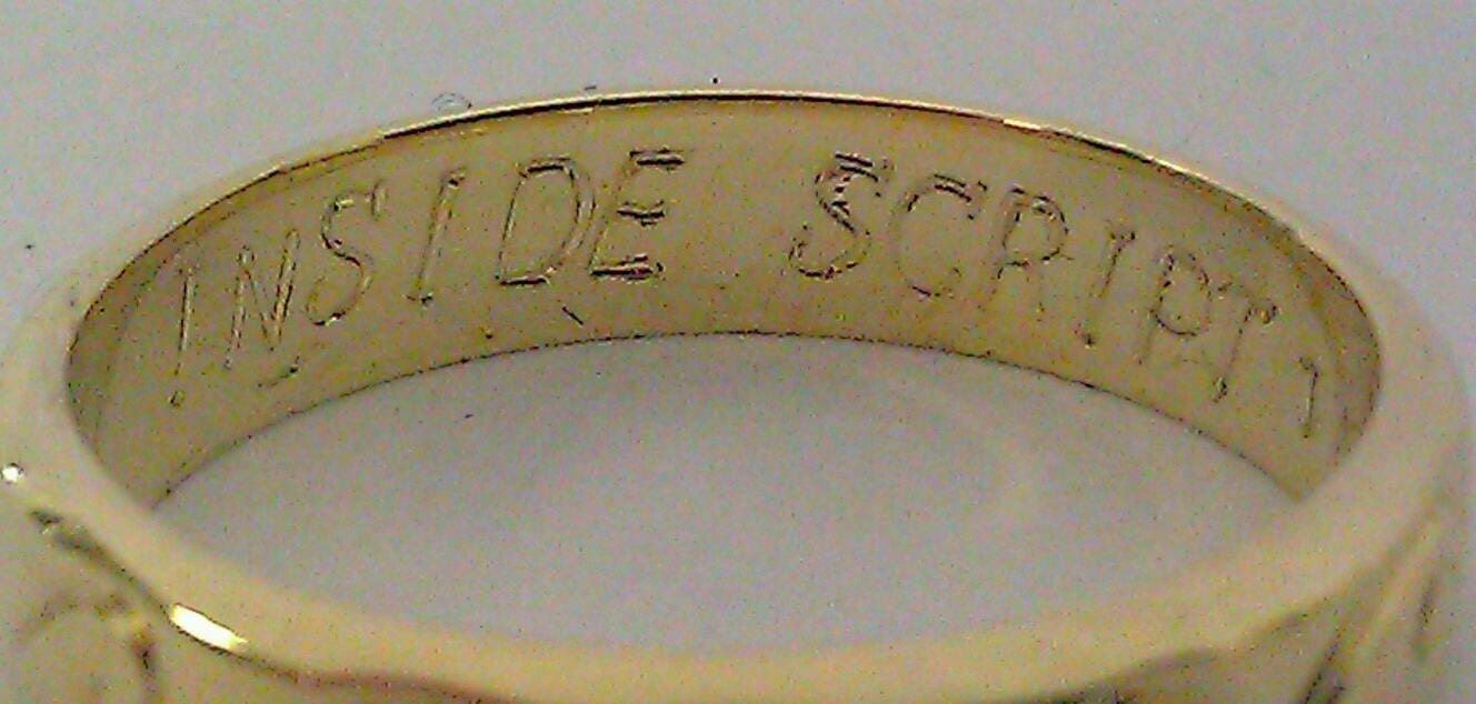 Inside ring engraving in script or block fonts