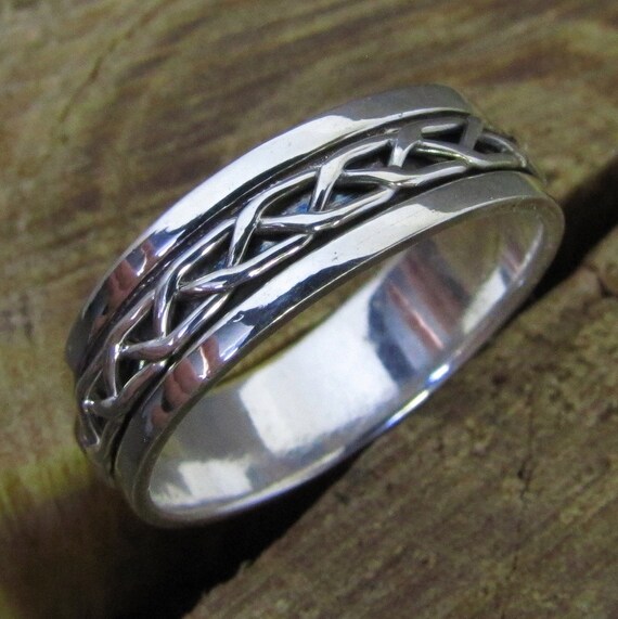 Braided Spinner Argentium Sterling Sterling Silver Band Ring
