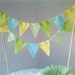 Cake Bunting Pennant Flags Cake Topper Aqua Lime Chartreuse