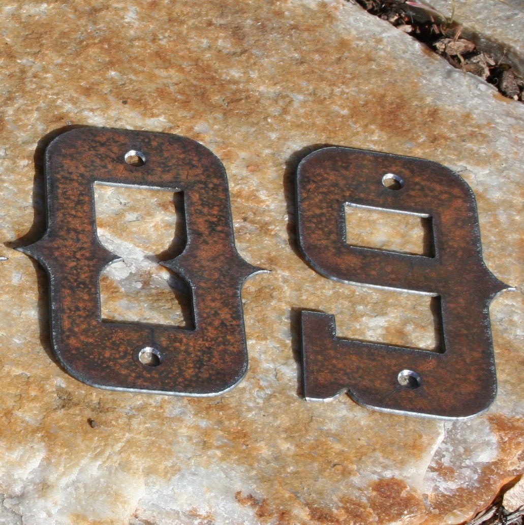 CUSTOM Metal Letters Western Rustic Steel numbers symbols 8