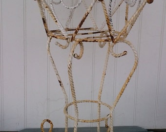 Vintage wrought iron ornate plant stand