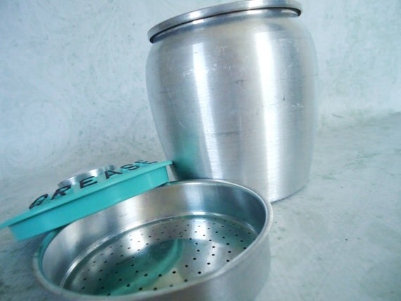 Turquoise Blue Kromex Grease Jar 1950s Vintage Aqua Kromex