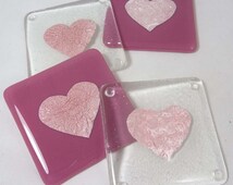 Unique glass heart related items | Etsy