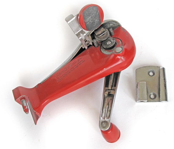 Vintage Can-O-Mat Jr. Red Wall Mount Can opener by by RedDaxTools