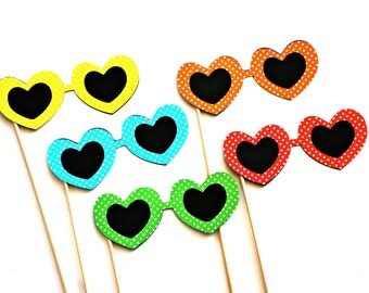 Photo Booth Props Set of 5 heart sunglasses by TheManicMoose
