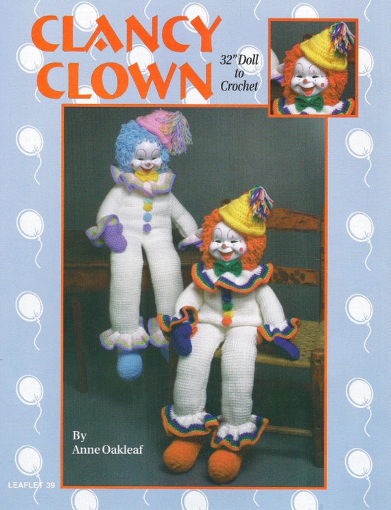 PDF Pattern CLANCY CLOWN 32 Large Crochet Rainbow