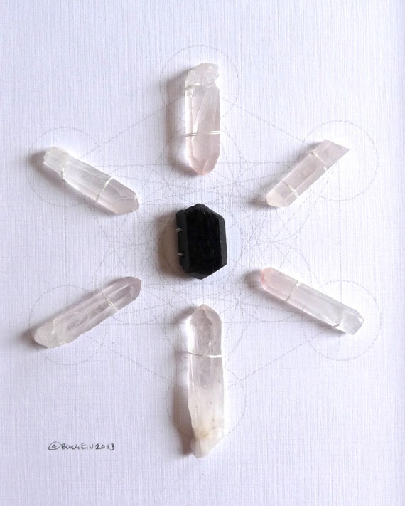 Crystal Grid PURIFY framed quartz black