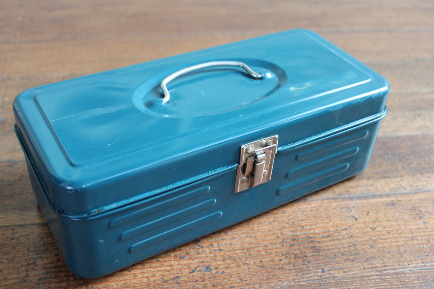 Vintage Blue Metal Tackle Box / Tool Box