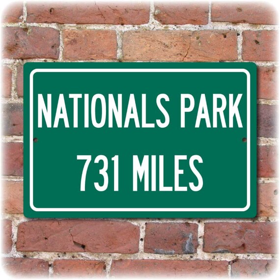 Personalized Highway Distance Sign To: Nationals by Travelsigns