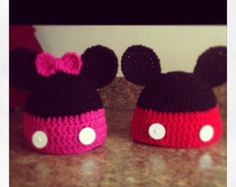 Minnie Mickey Mouse Hat KNITTING PATTERN easy beginner teddy