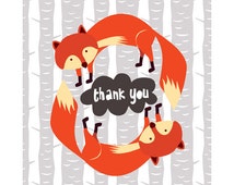Popular items for fox thank you card on Etsy
