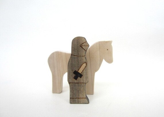 Items similar to Wooden Toy Knight and Horse - Waldorf Toy Horse and ...