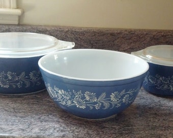 Popular items for blue and white pyrex on Etsy