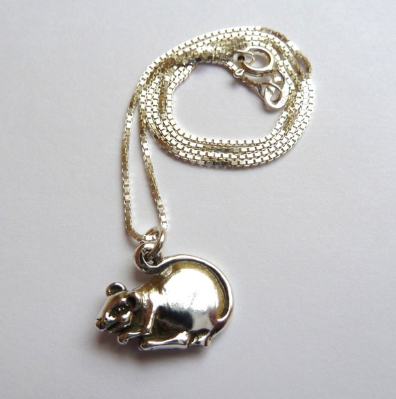 Sterling Silver Rat Necklace