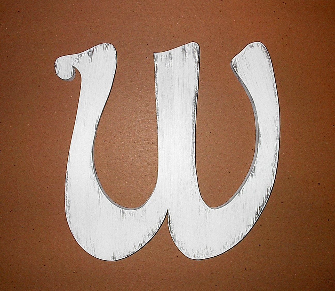 Fancy Wooden Wall Letter W 12 White Distressed Big