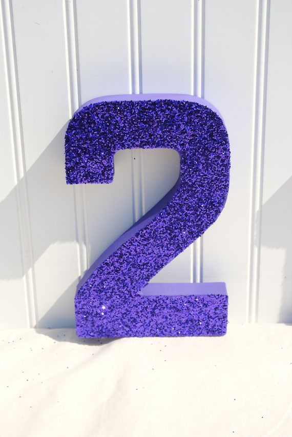 8 Purple Glitter Stand Up Decorative Birthday Numbers