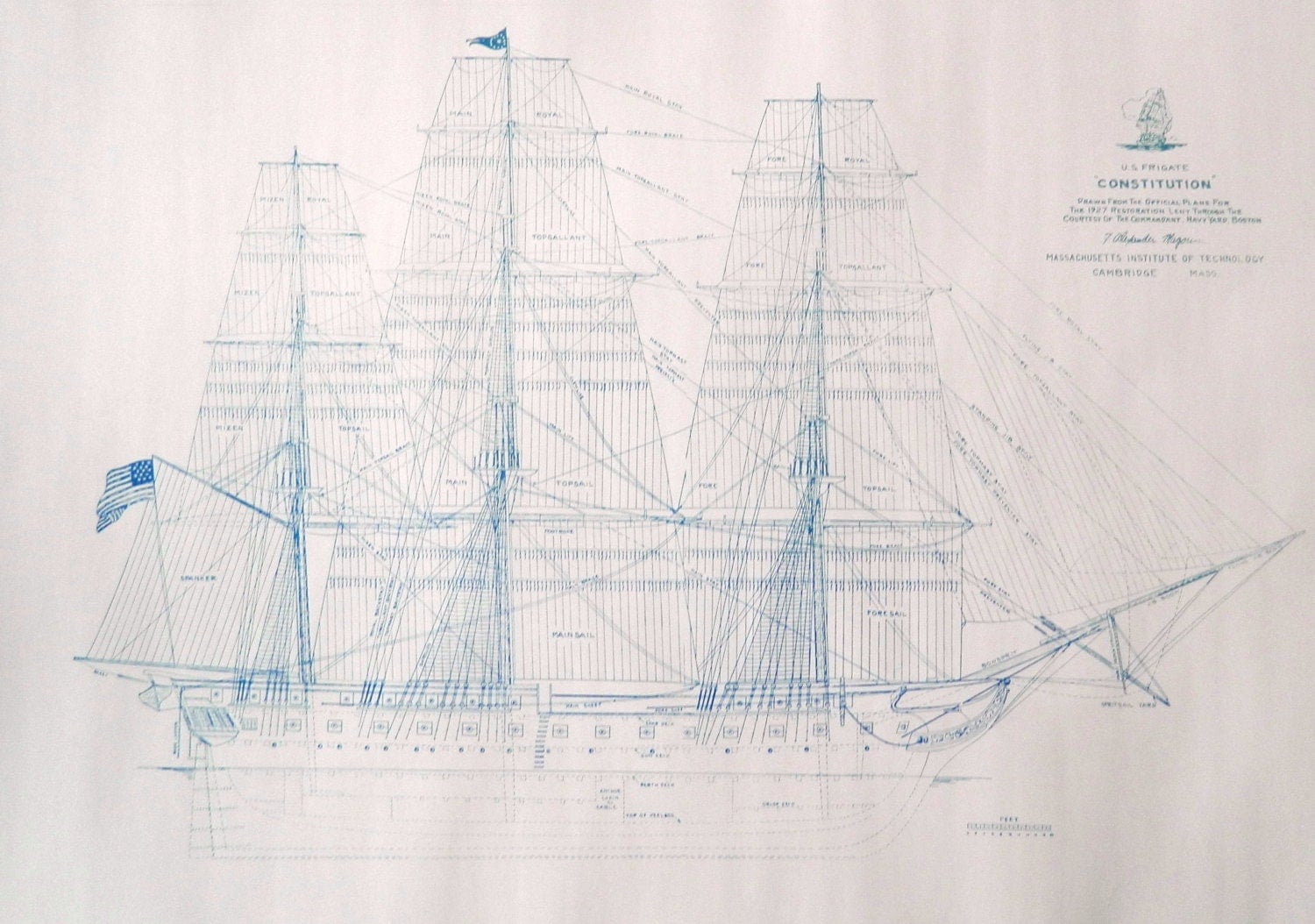 2 Sheets USS Constitution Sailing Ship Blueprint by BlueprintPlace