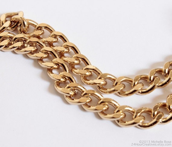 Heavy Gold Chain Chunky Chain Gold Finished Steel 7mm Wide