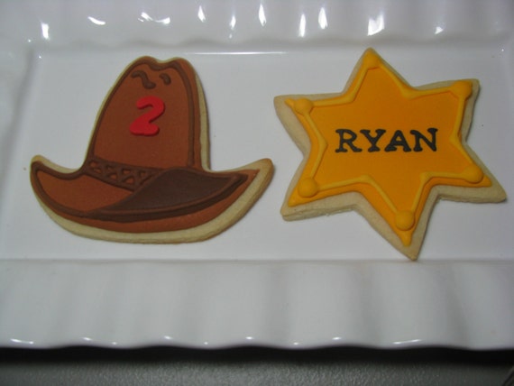 Cowboy and Sheriff Badge Cookies