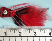 Items similar to Bass bug, Red and Black Popper , Fly fishing flies on Etsy