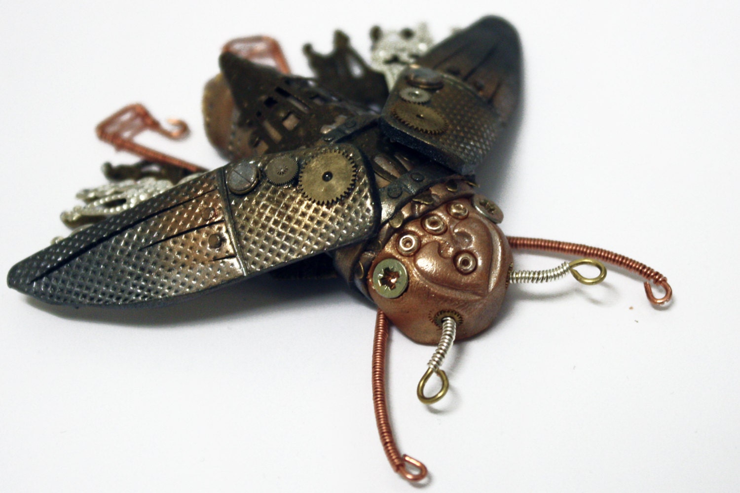 BEETLE Scrap metal insects metal effect polymer clay with