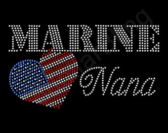 Rhinestone Iron On Transfer Army Nana Bling Design by 6dollarBling