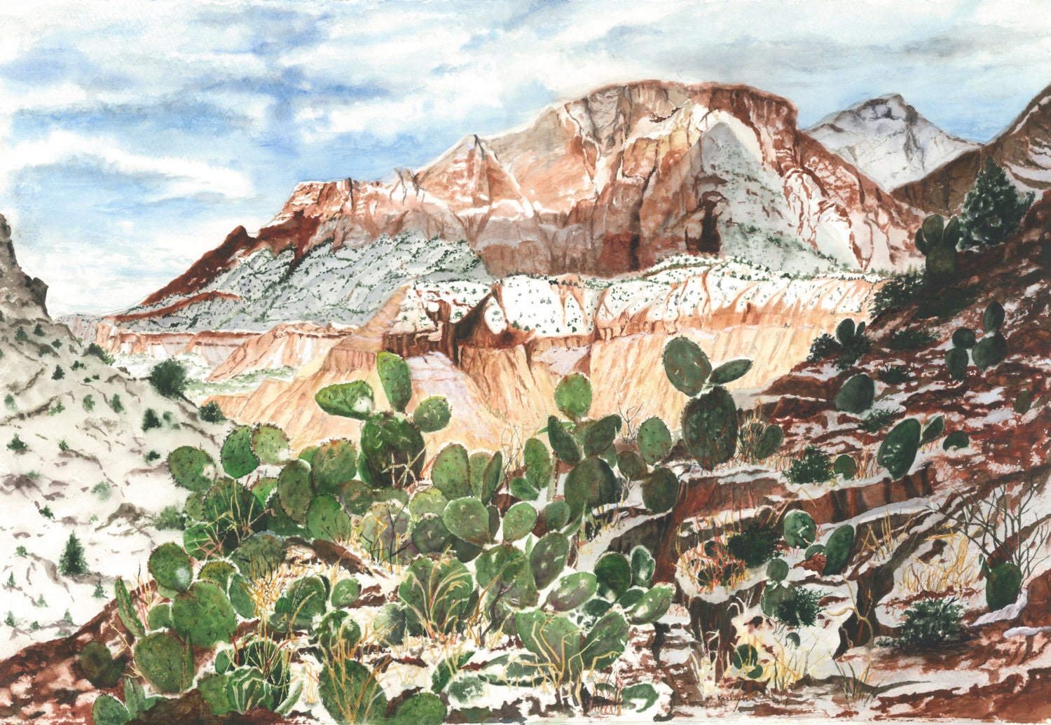 Original Southwest Landscape' Desert Watercolor Painting