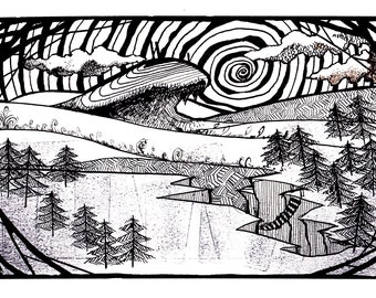 Items similar to A Cabin on a Hill Print on Etsy