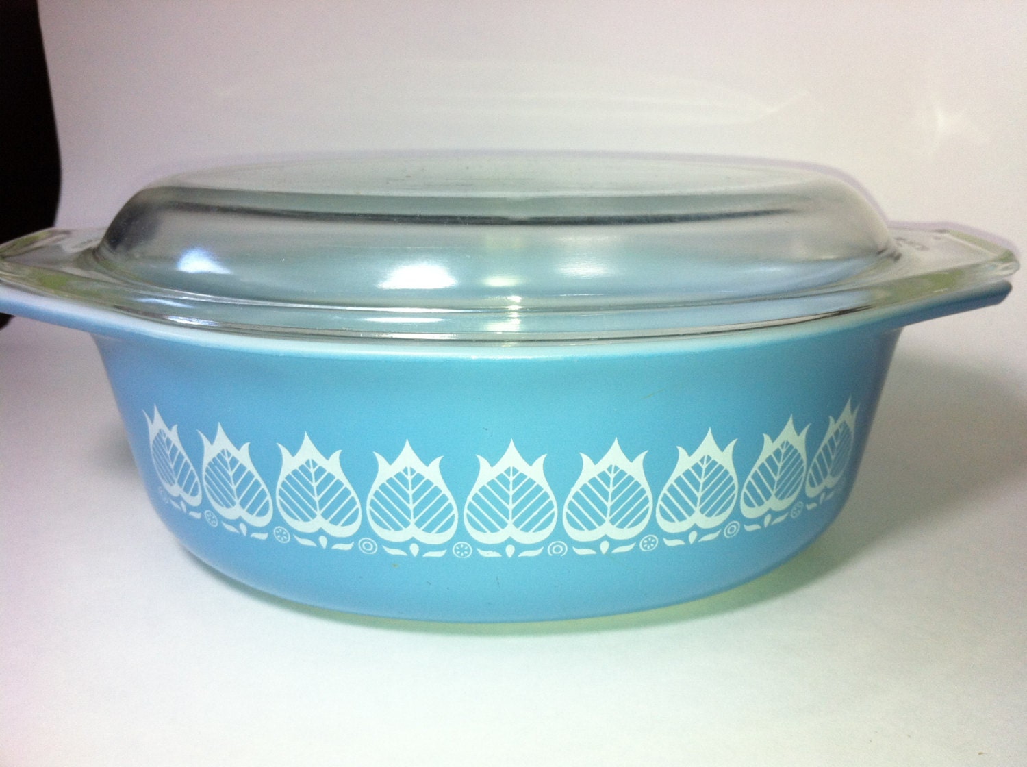 Vintage Pyrex Light Blue Tulip Casserole Dish Rare