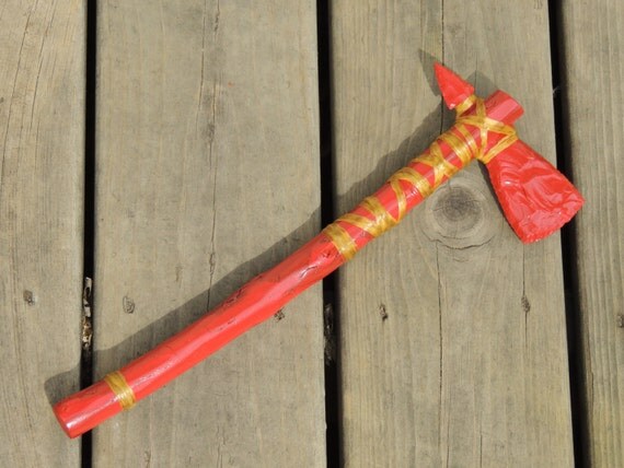 Atlanta Braves Tomahawk Made From Wood And A Flint Knapped