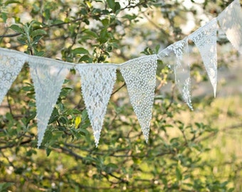 Items similar to Wedding Lace Bunting, Lace Pennant Garland, Wedding ...