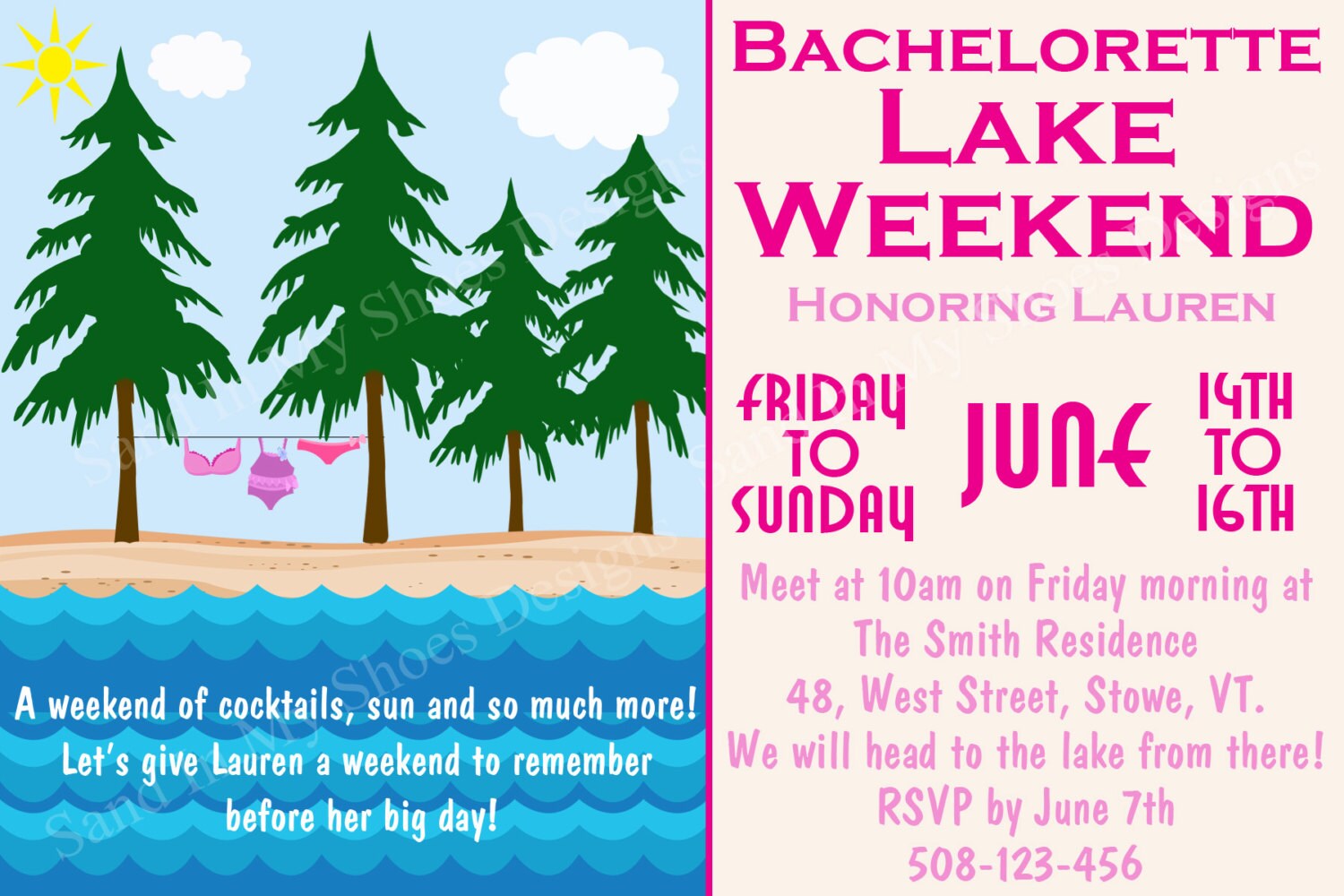 Lake Bachelorette Weekend Invitations