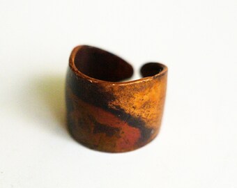 Copper Dome Ring-Ancient Style Texture and Tone-Antique Copper Ring Cuff