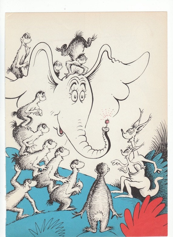Dr Seuss Vintage Print Horton Hears A Who Happy Ending Clover