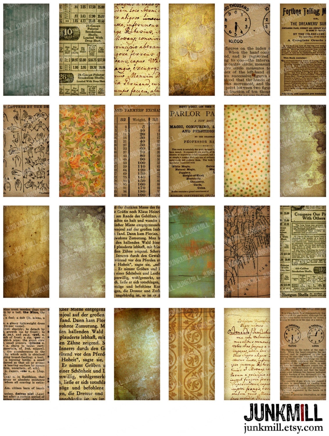PAPER SCRAP Digital Printable Collage Sheet Vintage Grunge