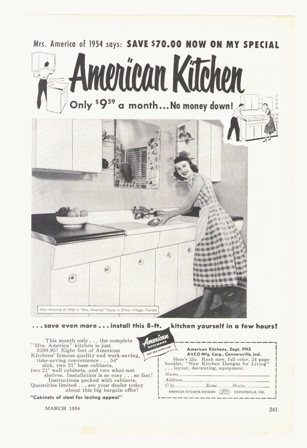 1954 American Kitchen Mrs America Advertisement Elinor Village 50s ...