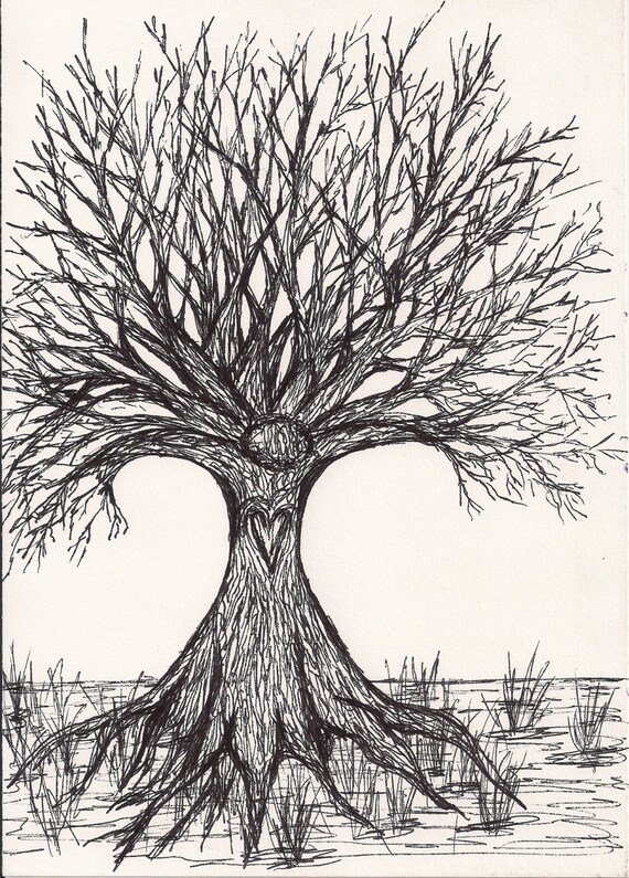 Items similar to Original Ink Drawing, Christian Art, Black and White ...