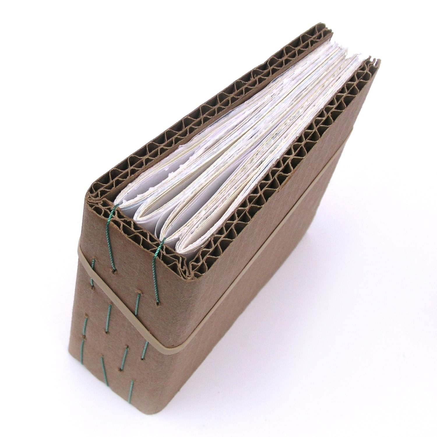 Cardboard Handbound Recycled Ephemera Paper Book by robayre