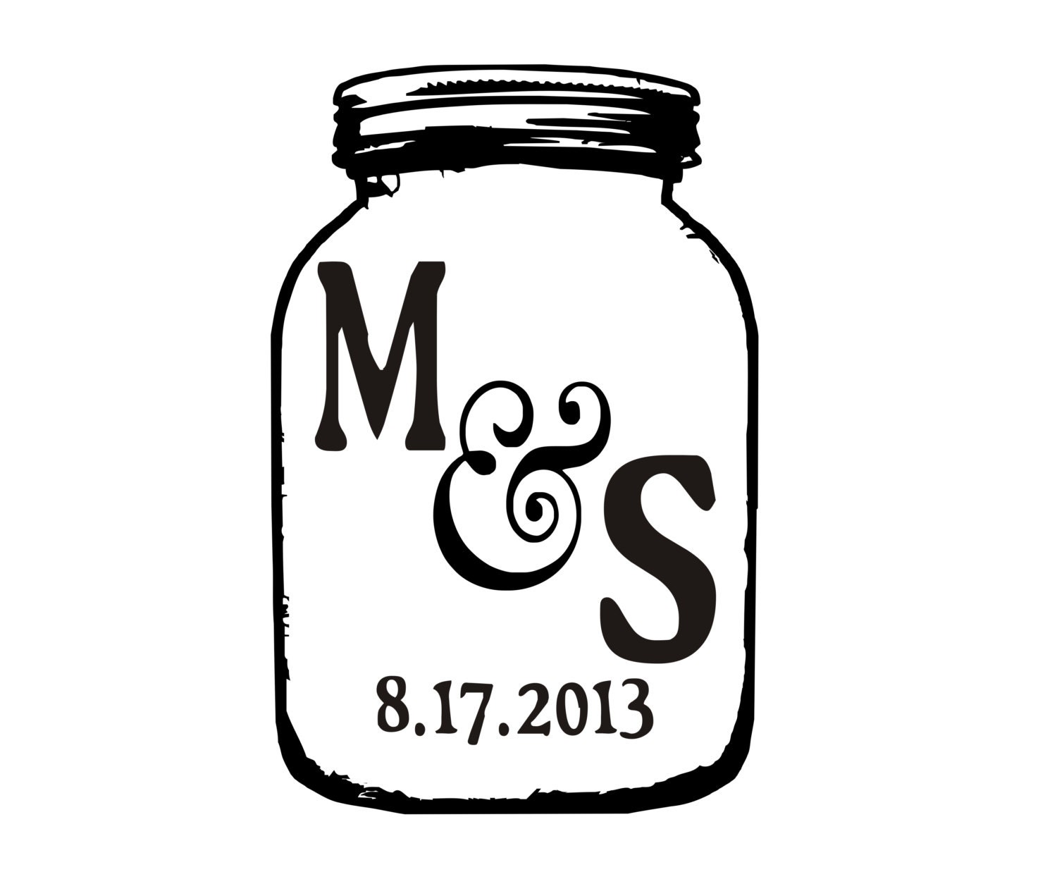 Mason Jar rubber stamp custom monogram in a by stampoutonline