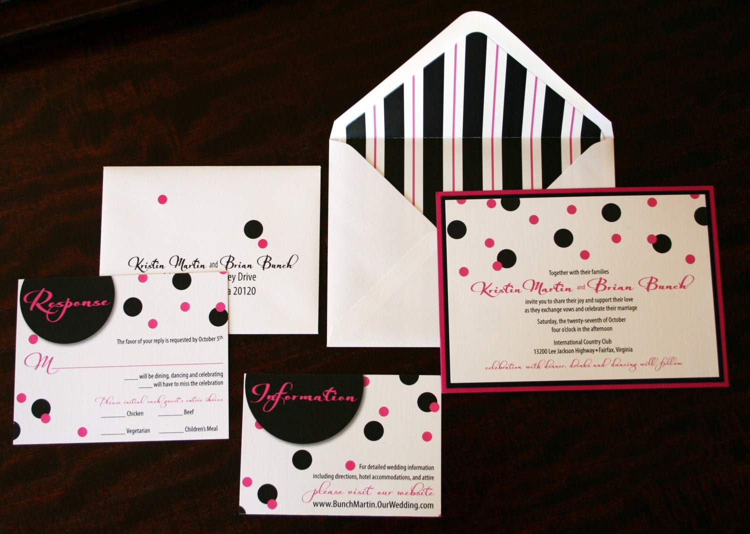 Wedding Invitation – SAMPLE Polka Dot Fun – OnePaperHeart – Stationary ...