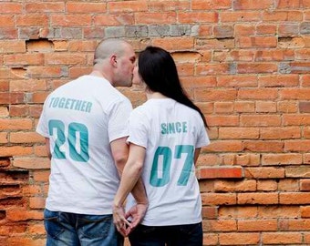 TOGETHER SINCE Custom Couples T-Shirts Anniversary & Wedding