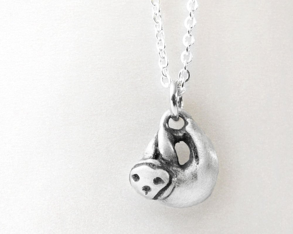 Sloth necklace sterling silver sloth jewelry very tiny sloth