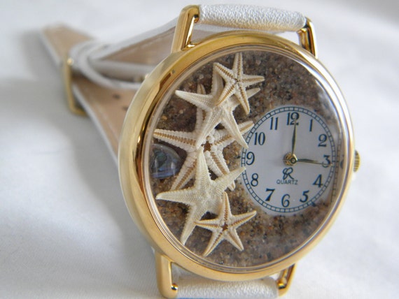 Starfish Watch with Abalone Chip on Sand