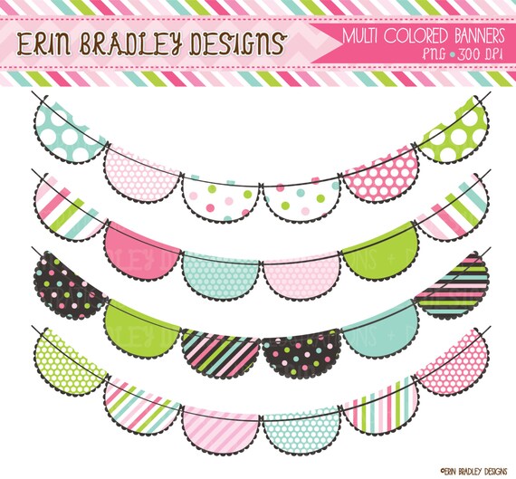 50% OFF SALE Scalloped Bunting Clipart with by ErinBradleyDesigns