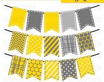 Popular items for yellow grey bunting on Etsy