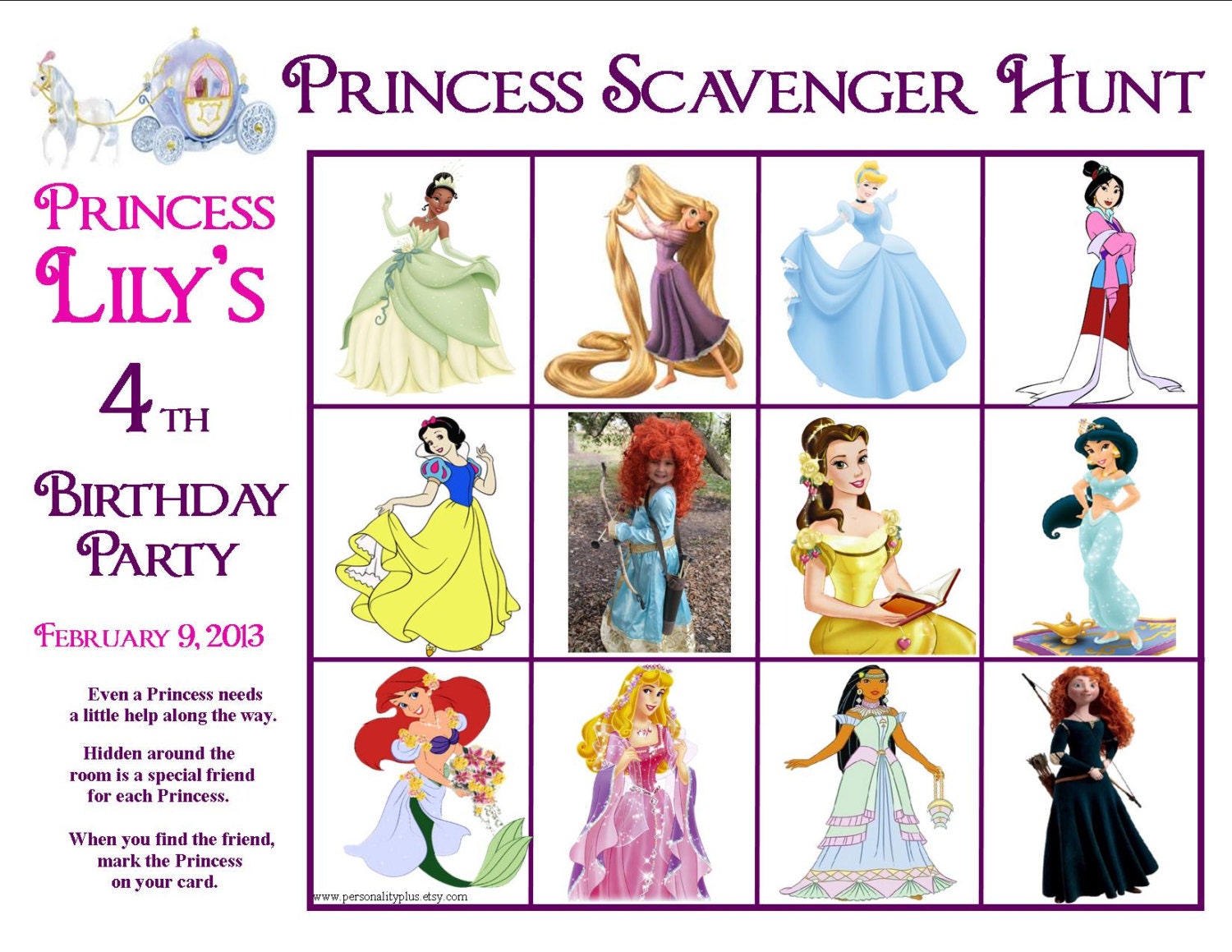 DIY Printable Personalized Princess Scavenger Hunt Private
