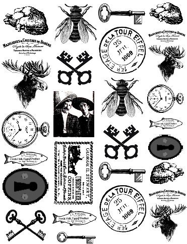 28 Sepia Fusible Decals For Glass and Ceramics Vintage