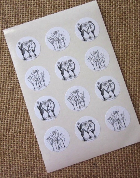 Flower Bulbs Stickers One Inch Round Seals